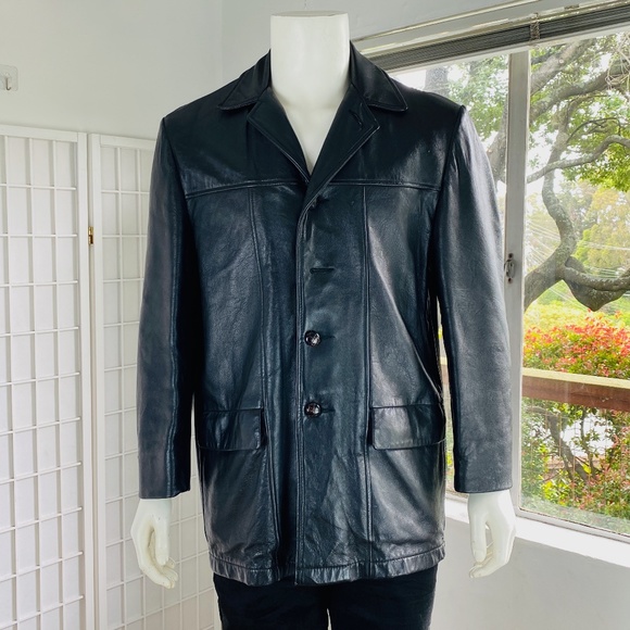 McGregor | Jackets & Coats | Vintage Mc Gregor Mens Black Leather Notch ...